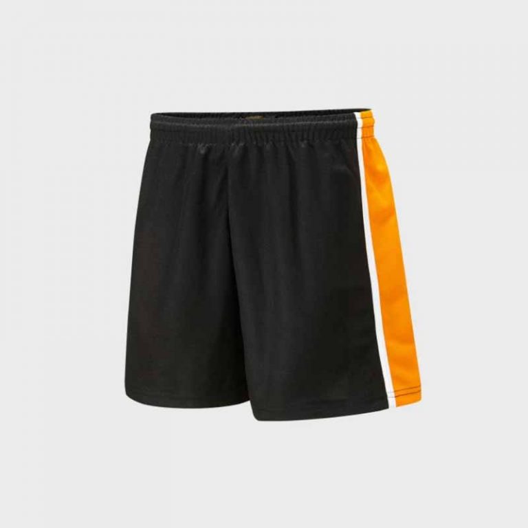 SPIRIT Panelled Sports Short Black/Amber | Just Schoolwear